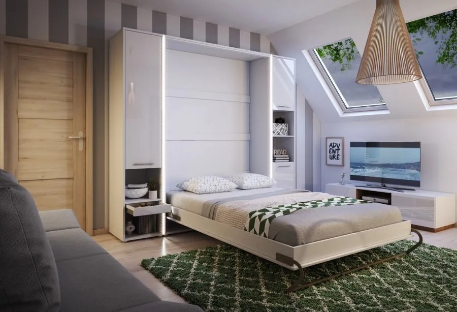 Casarredo - Komfort nábytek Výklopná postel CONCEPT PRO CP-02P, 120 cm, bílá lesk/bílá mat