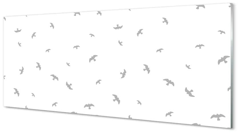 akrylový obraz šedé ptáků 120x60 cm
