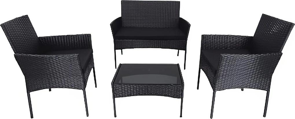 Casarredo - Komfort nábytek Zahradní ratanový set IBIZA 2-sedák + 2 křesla + stůl černá