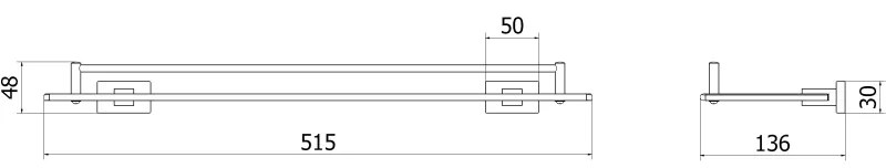 Mexen Arno, skleněná police, grafitová, 7020737-66