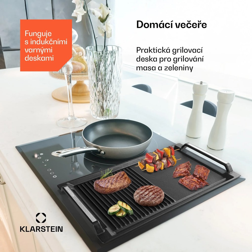 Klarstein Delicatesa Grill Pan, grilovací deska, příslušenství k indukční varné desce, černá