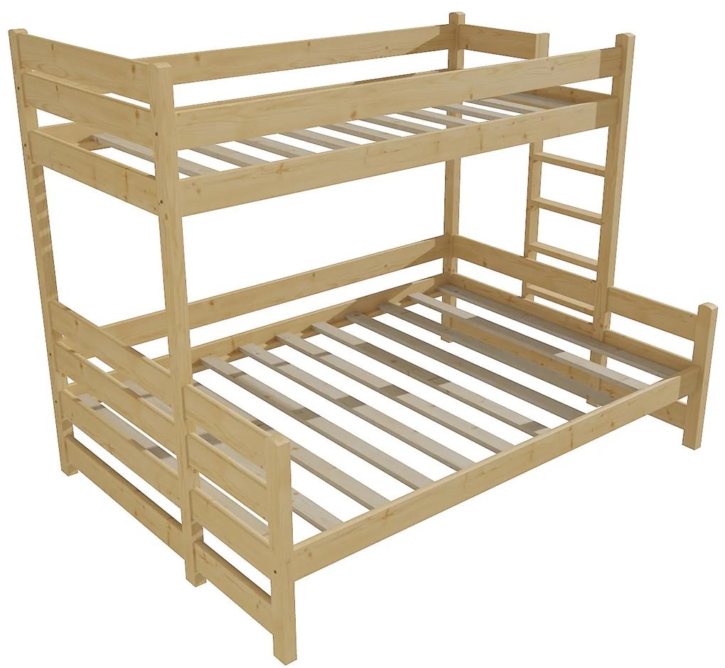 Vomaks Patrová postel s rozšířeným spodním lůžkem PPS 003 Rozměr: 90/120 x 200 cm, Barva: bezbarvý lak, Varianta: vpravo