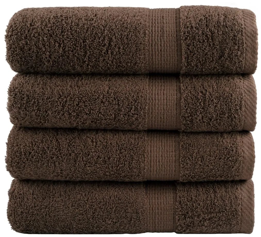 Prémiové ručníky SOLUND 4 ks hnědé 50x100 cm 600 g/m² 137234