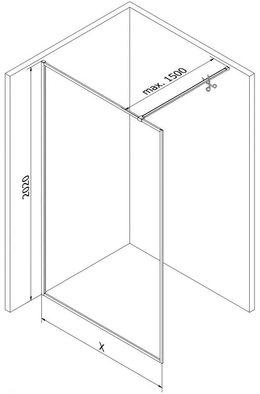 Mexen Kioto-F, sprchová zástěna s rámem 100 x 202 cm, 8 mm sklo námraza, chromový profil, 800-100-104-01-30