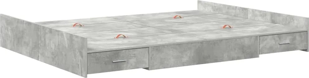 Rám postele s úložným prostorem Betonově šedá 135 x 190 cm 3335320