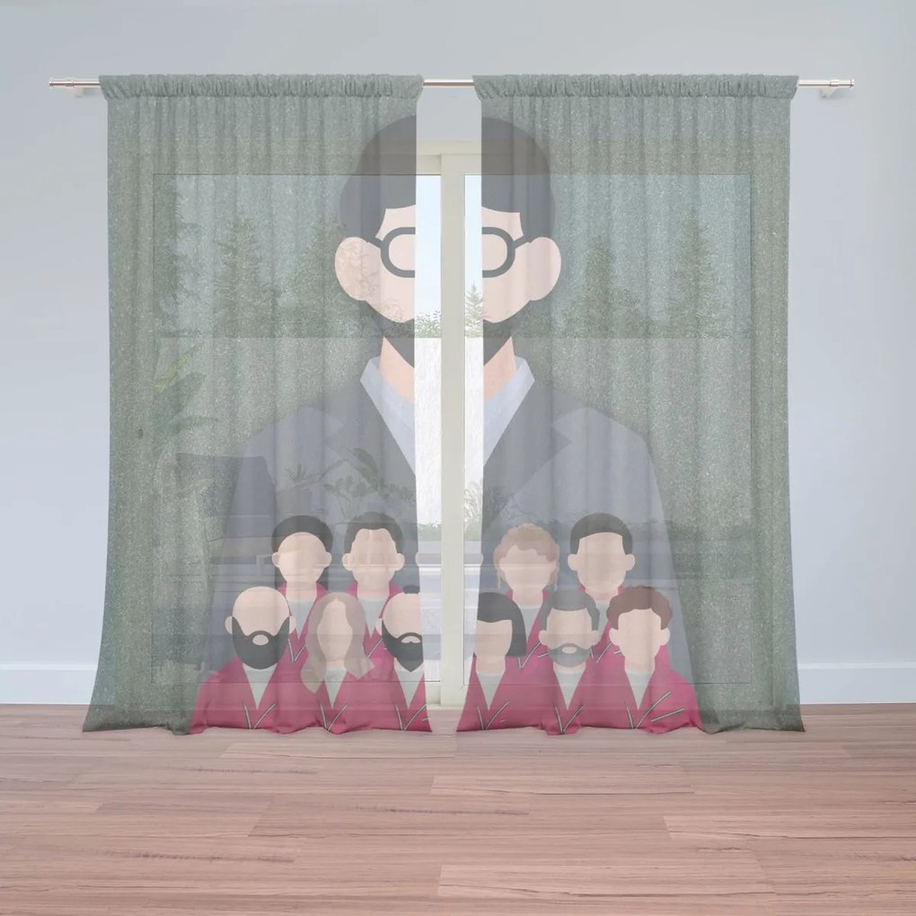Sablio Záclony Money heist Profesor a jeho tým Zelená: 2ks 150x250cm