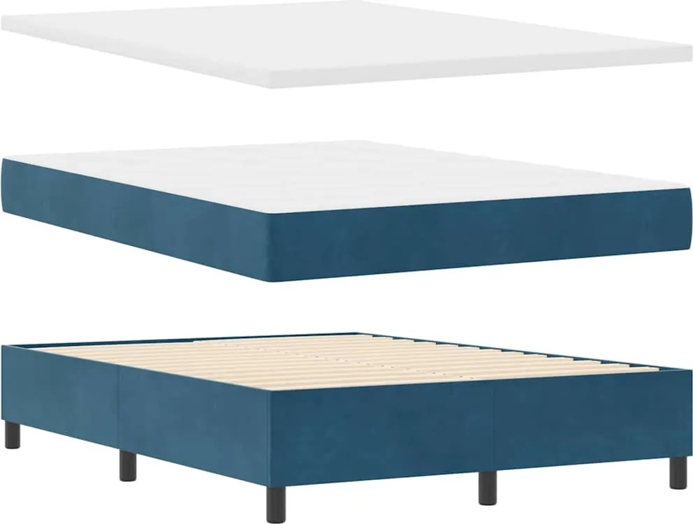 Postel s boxspringem s čelo Tmavě modrá 200 x 140 cm samet 3340986