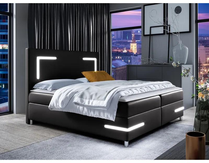 Kontinentální postel Fronasa LED, Rozměr postele: 200x200, Barva:: ekokůže Soft 017 (bílá)
