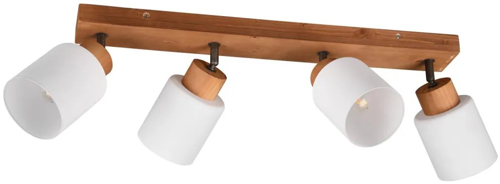 Stropní/nástěnné osvětlení Assam, 4 svítidla, dřevo/sklo