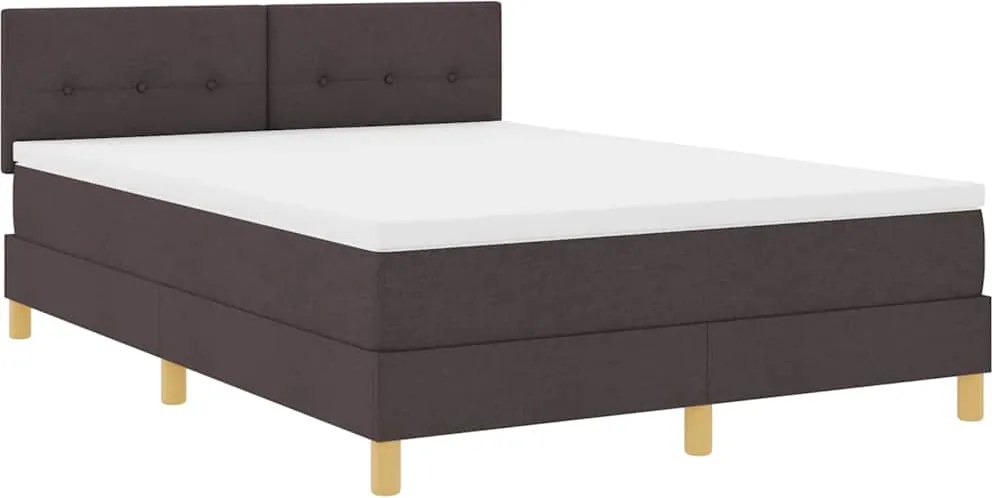 Postel s boxspringem s čelo Tmavě hnědá 140 x 200 cm textil 3338926