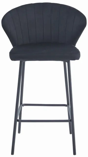 Set tří barových židlí GATTA sametové černé (černé nohy) 3 ks
