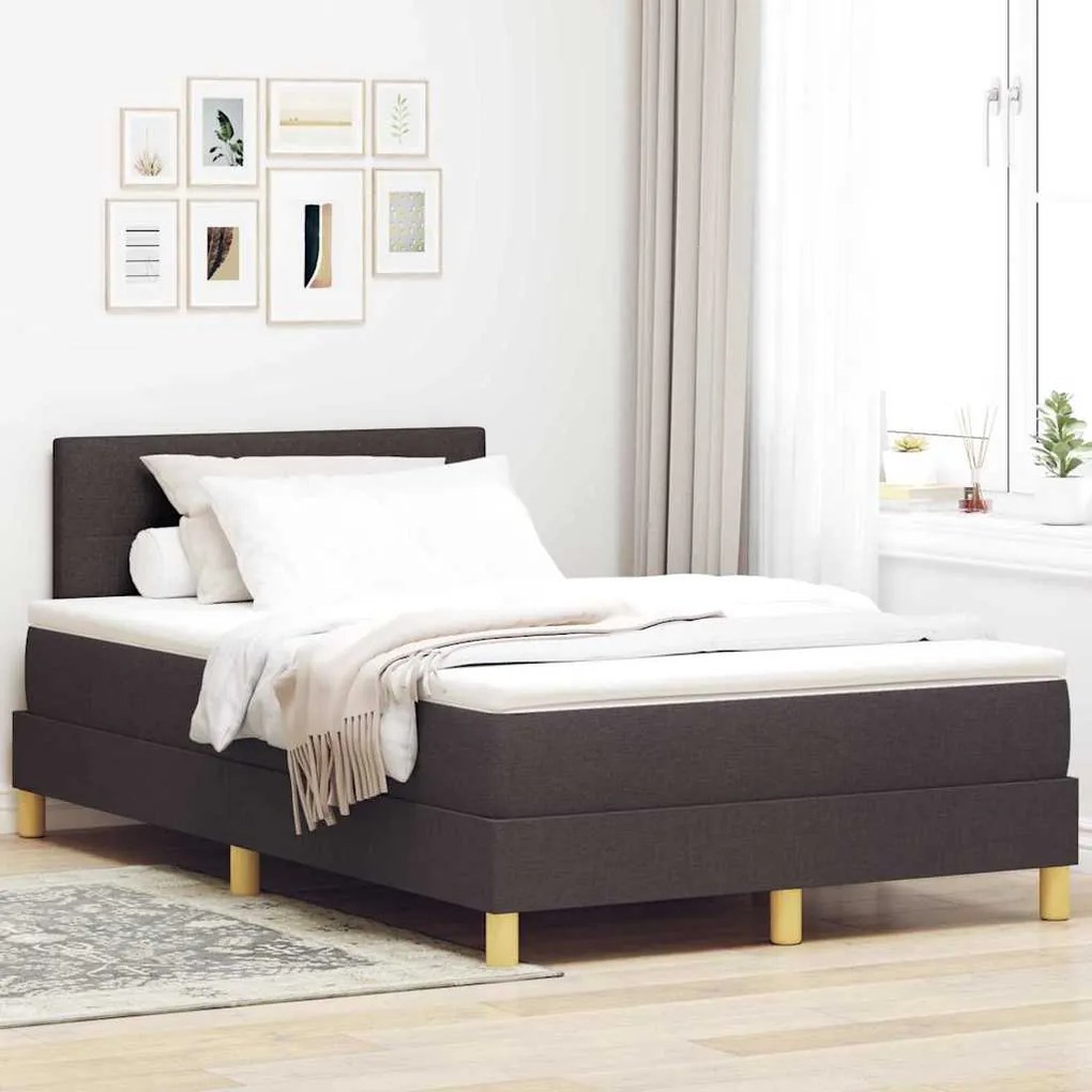 Postel s boxspringem s čelo Tmavě hnědá 120 x 190 cm textil 3338905