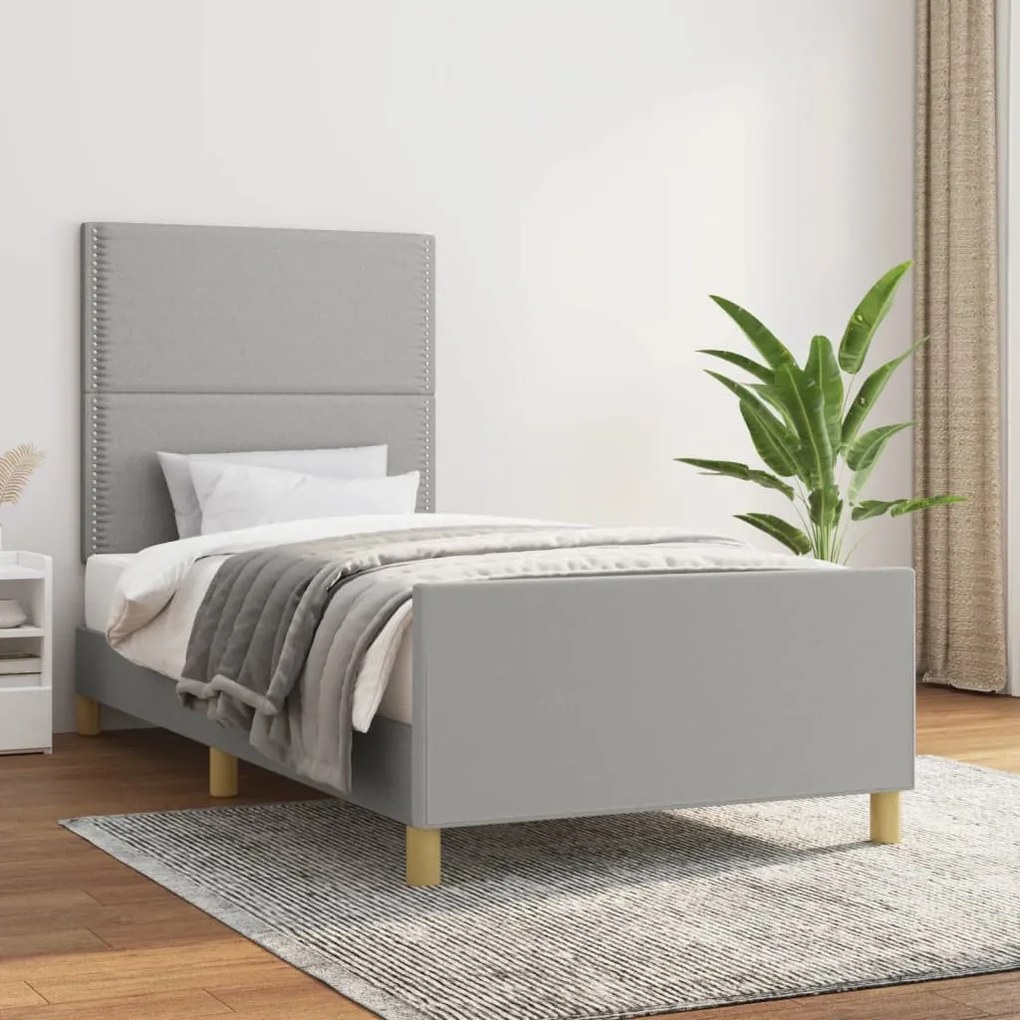 Rám postele bez matrace světle šedý 90 x 200 cm textil 3124944
