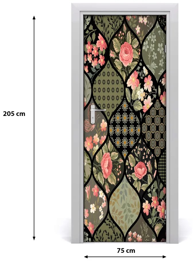 Samolepící fototapeta na dveře květinový vzor 75x205 cm