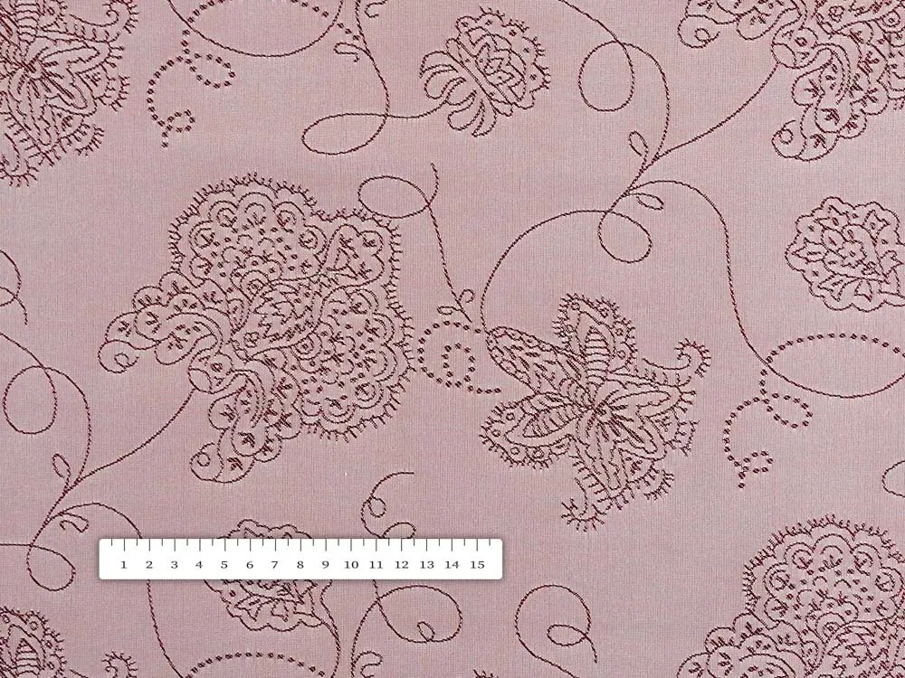 Biante Dekorační povlak na polštář TF-077 Květované ornamenty na starorůžovém 50 x 70 cm