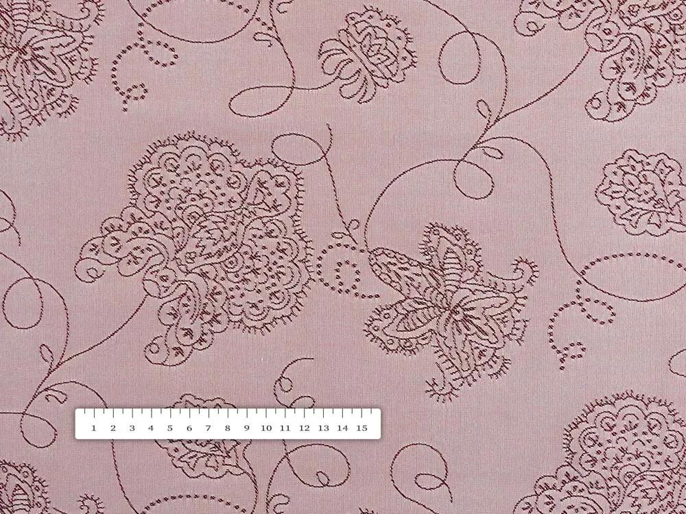 Biante Teflonový běhoun na stůl TF-077 Květované ornamenty na starorůžovém 35x160 cm