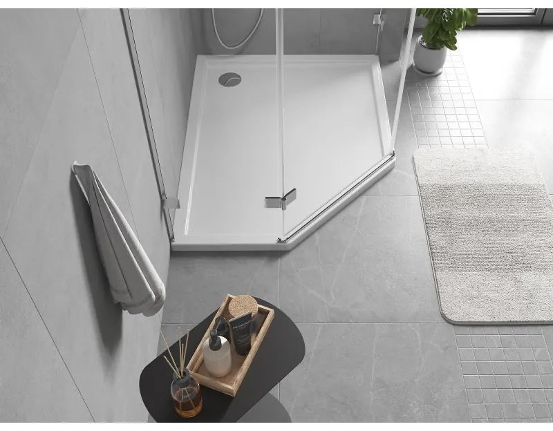 Mexen Flow Slim, pravostranná pětiúhelníková sprchová vanička 100 x 80 cm, bílá lesklá, 46P108010R