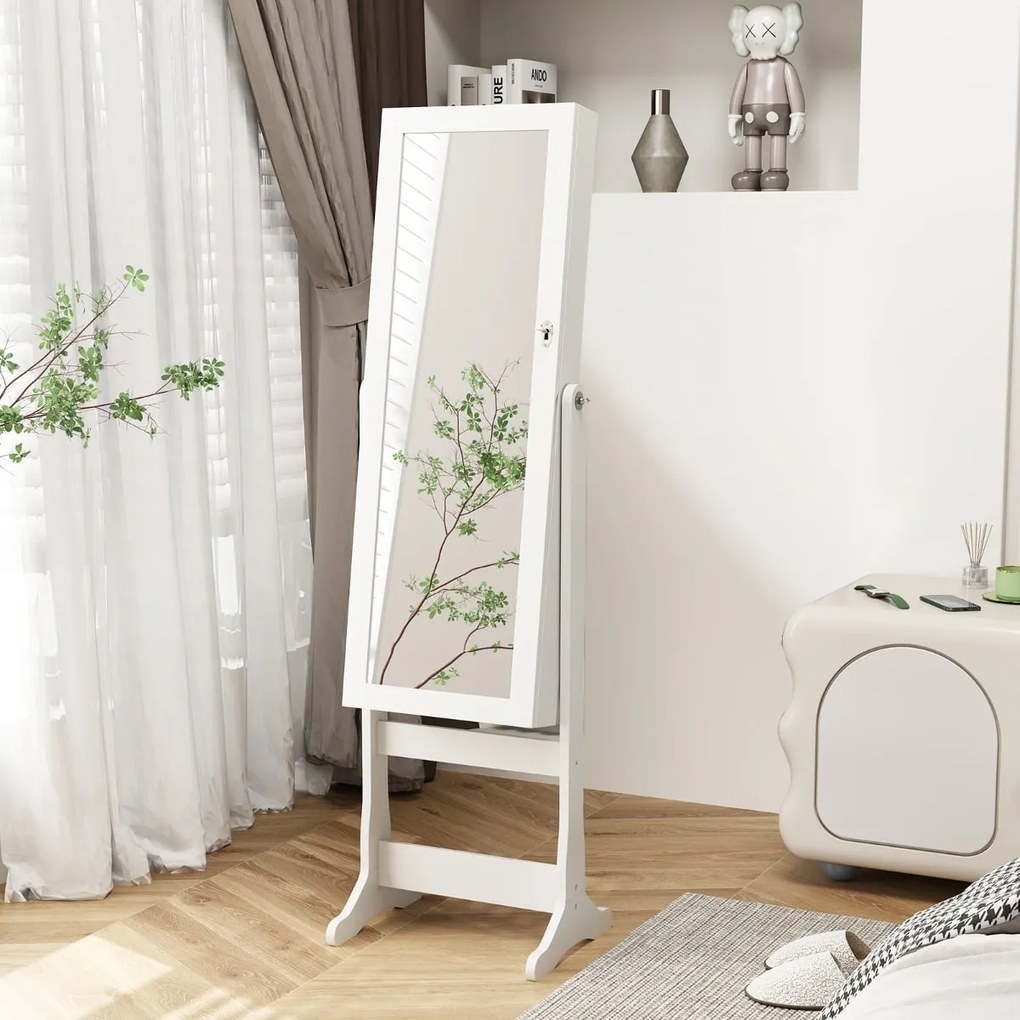 Costway 2 v 1 Zrcadlová skříňka s LED osvětlením a celoplošným zrcadlem – bílý