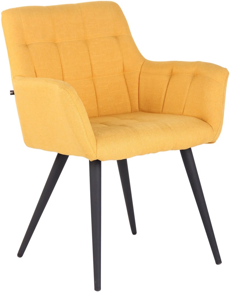Jídelní židle Lyss ~ látka, kovové nohy černé Barva  Žlutá