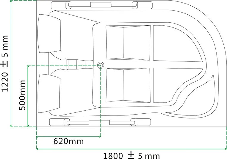 BPS-koupelny Hydromasážní vířivá vana VENEZIA 761R 180x120 PRAVÁ ČERNÝ MRAMOR s ohřevem vody