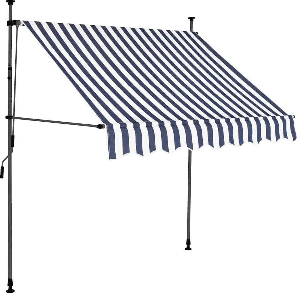 Ručně zatahovací markýza s LED světlem 200 cm modrobílá 145843