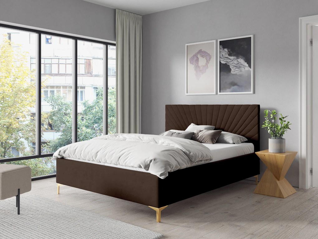 Eka Čalouněná postel AFRODITE+ 90x200 cm Barva látky Trinity: (2304) Béžová, Úložný prostor: S dřevěným rámem úložného prostoru