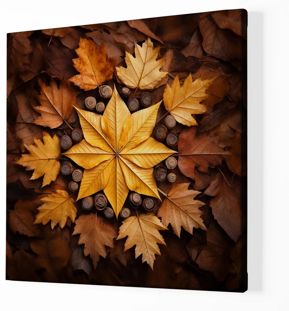 Obraz na plátně - Mandala podzimní listí FeelHappy.cz Velikost obrazu: 120 x 120 cm