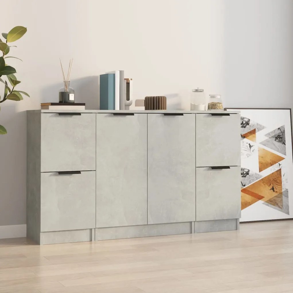 Příborníky 3 ks betonově šedé kompozitní dřevo 3115847