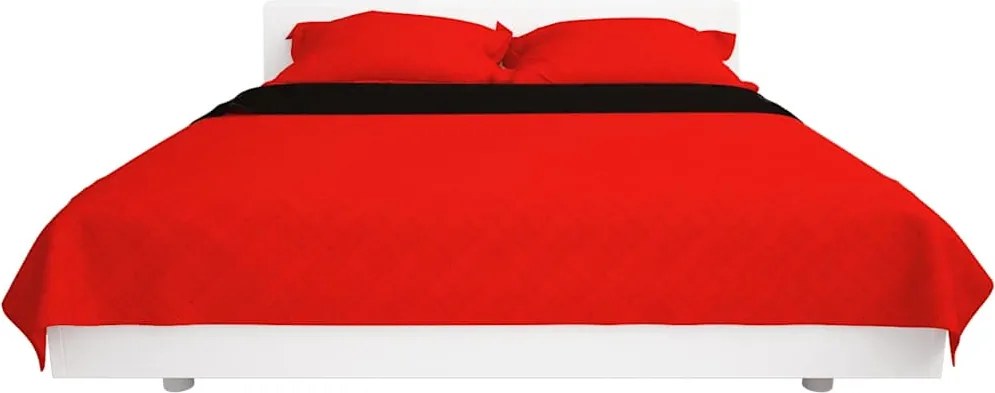 Oboustranný prošívaný přehoz na postel červeno-černý 170x210 cm 131552