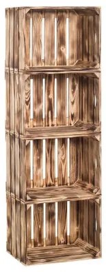 ČistéDřevo Dřevěné opálené bedýnky regál 120 x 40 x 24 cm