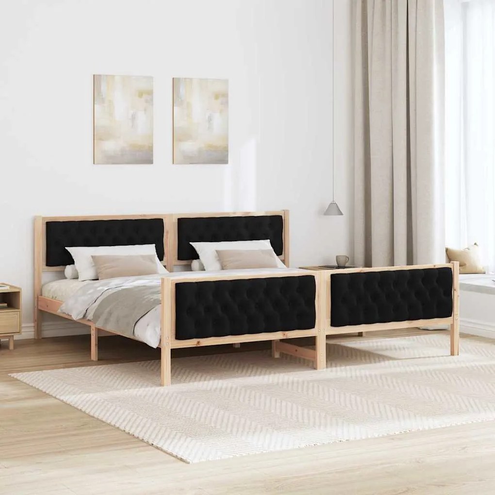 Rám postele s čelo Černá 200 x 200 cm Masivní borové dřevo 3394270