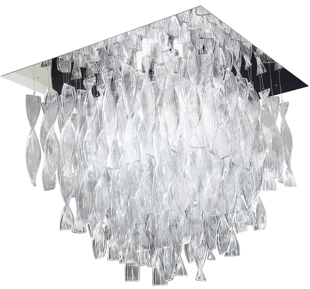 Axolight Aura, luxusní stropní svítidlo z čirého muránského skla, 4x100W E27, 60x60cm, délka 58cm