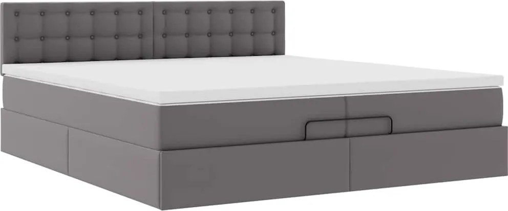 Osmanský rám postele s matrací šedá 200x200cm umělá kůže 3312175
