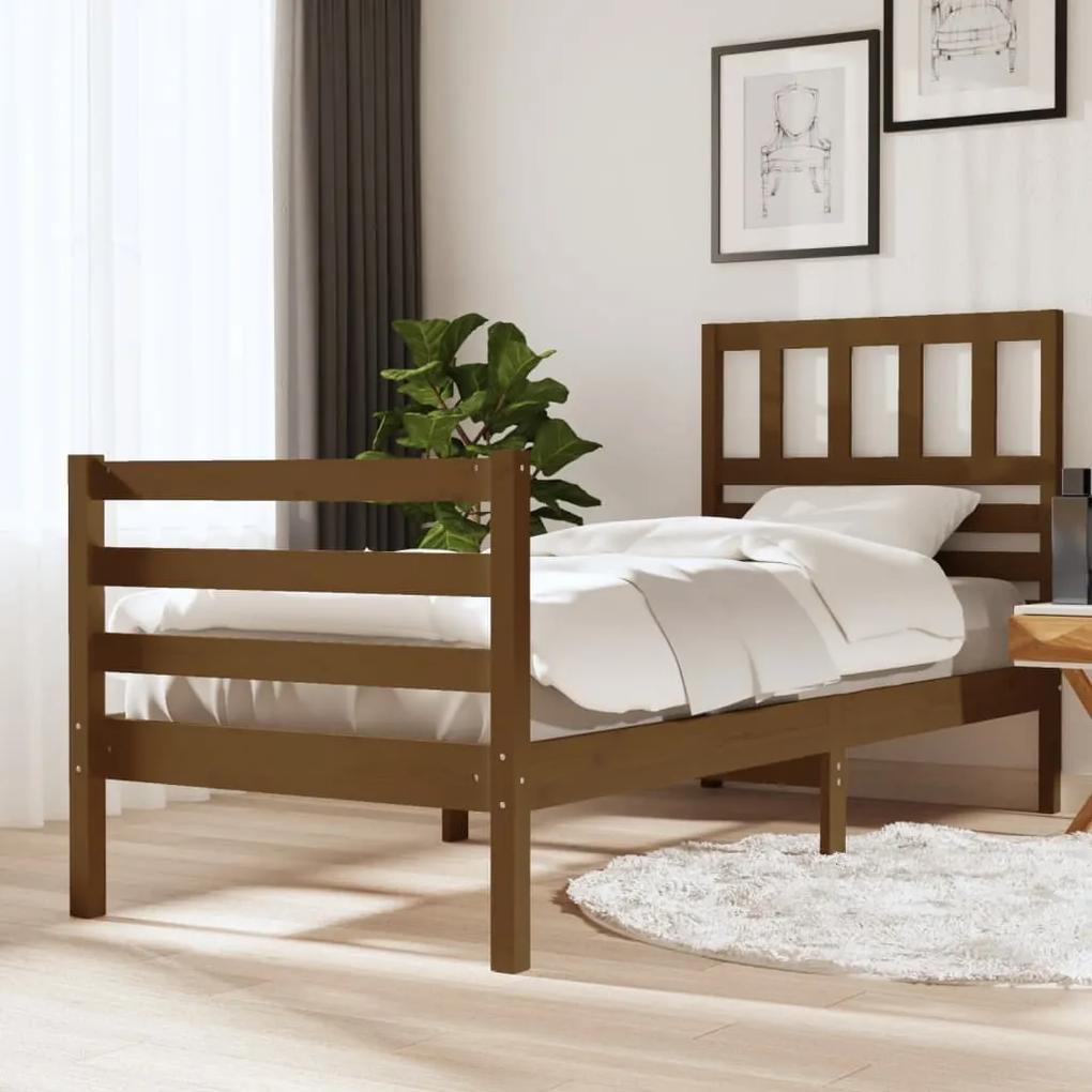 3101081 vidaXL Rám postele medově hnědý masivní dřevo 100 x 200 cm