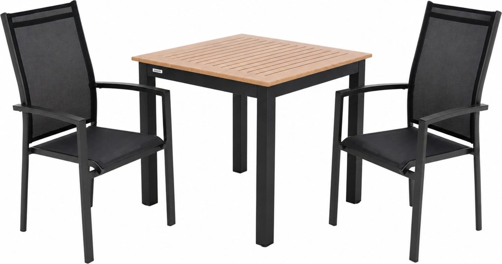 Doppler EXPERT WOOD Antracit - zahradní hliníková sedací souprava 2+1