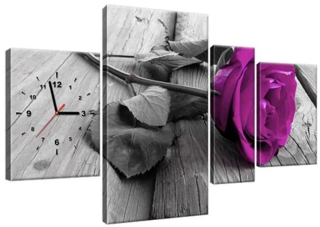 Tištěný obraz s hodinami Fialová růže na molu 120x70cm ZP1803A_4AN