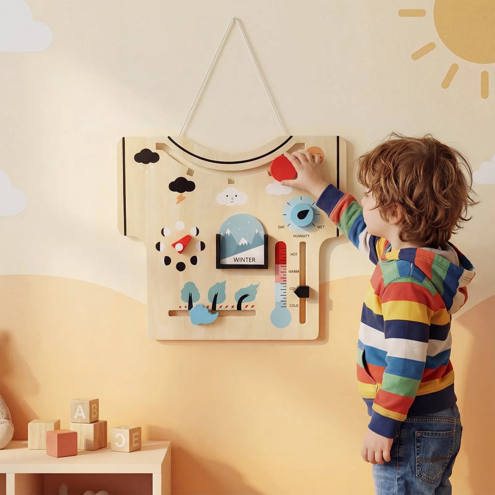 Costway Dětský měsíční kalendář Montessori dřevěné hračky o ročních obdobích