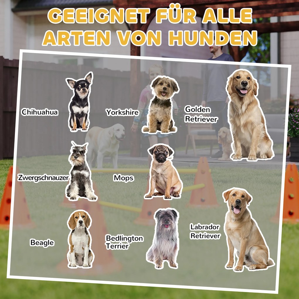 PawHut Agility set pro psy 6dílné agility vybavení pro výcvik psů Zásuvná sada překážek s 12 kužely 6 překážek Přepravní taška D07-059V01OG