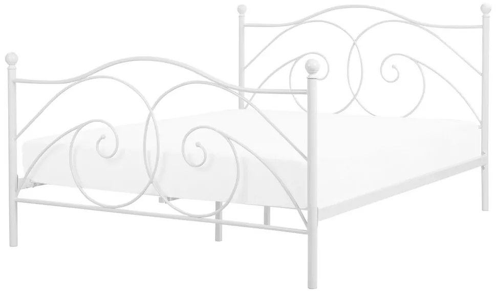Bílá kovová postel s rámem 160 x 200 cm DINARD Beliani