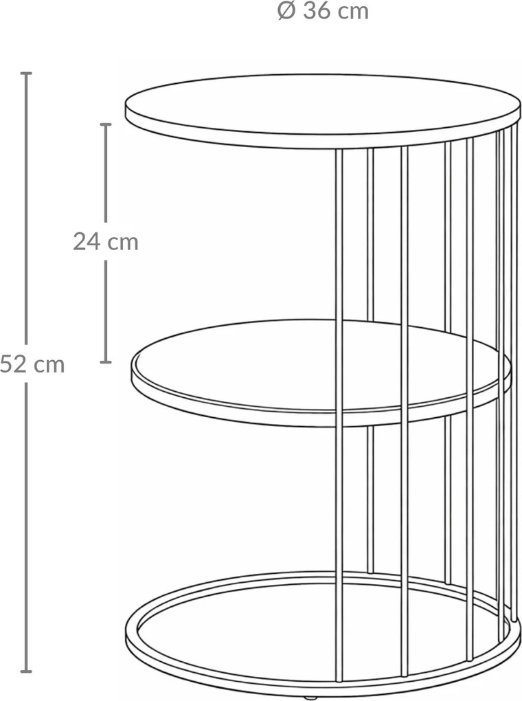 Kulatý konferenční stolek RODA z kovu s policí, 52 cm