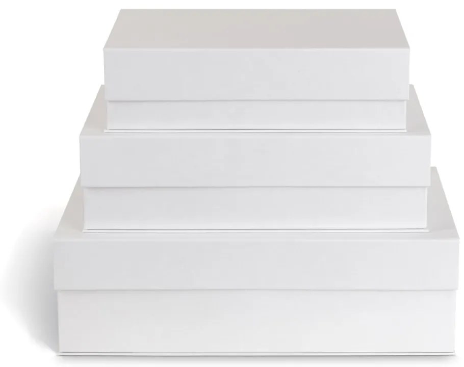 Bílé kartonové úložné boxy v sadě 3 ks s víkem/dekorativní 42,5x29,5x13 cm Kian Paper Laminate – Bigso