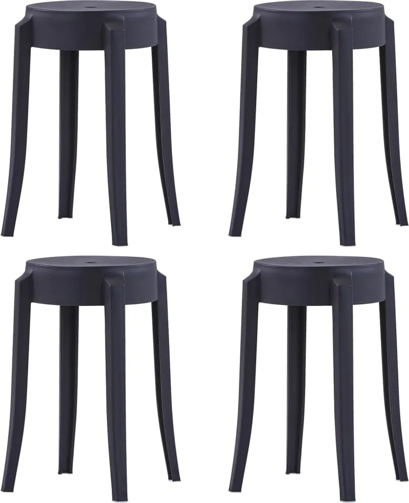 Stohovatelné stoličky 4 ks černé plast 247278