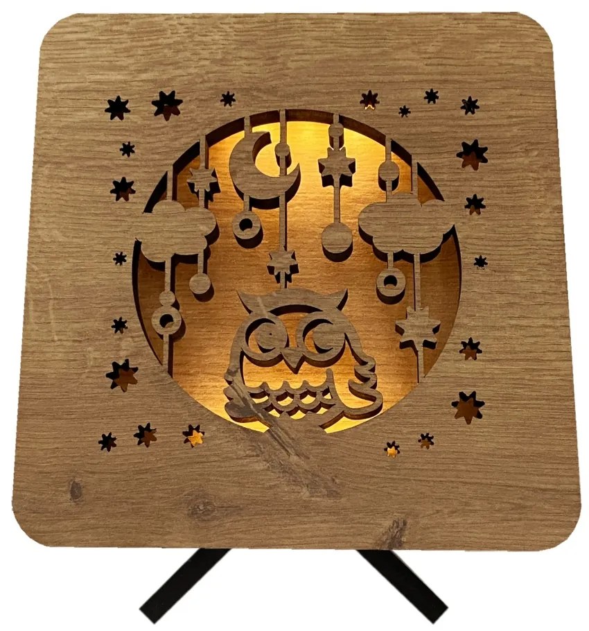 Li-Go "Sovička" lampa 19x19cm provedení povrchu: dub