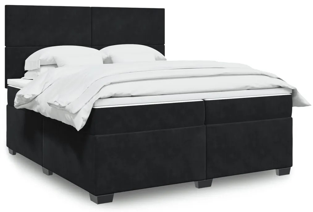 Box spring postel s matrací černá 200x200 cm samet 3290998