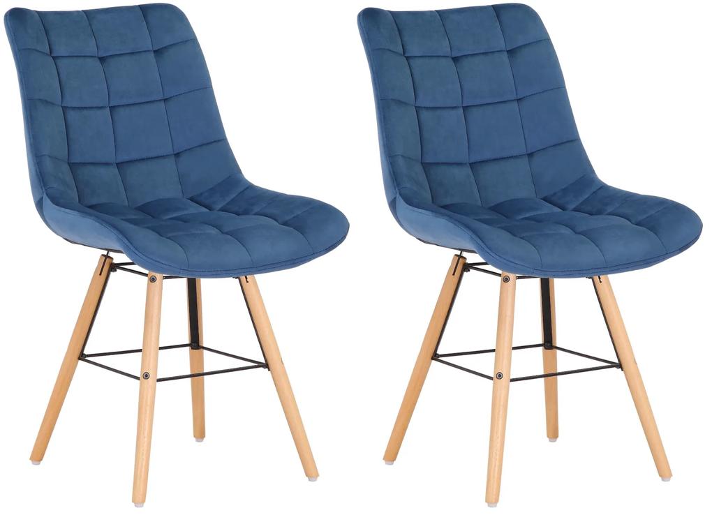 Jídelní židle Gargrave - 2 ks - samet | modré