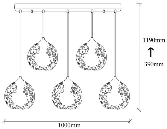 Lustr na lanku FELLINI 5xE27/100W/230V