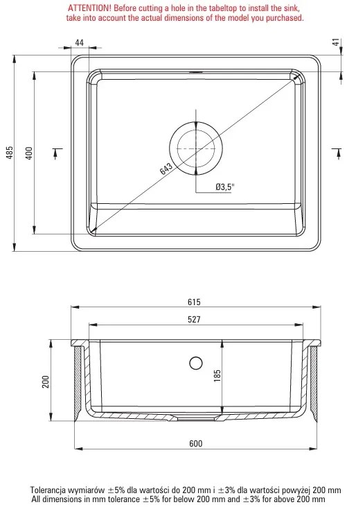 Deante Ceramic sink, 1-bowl, farmhouse