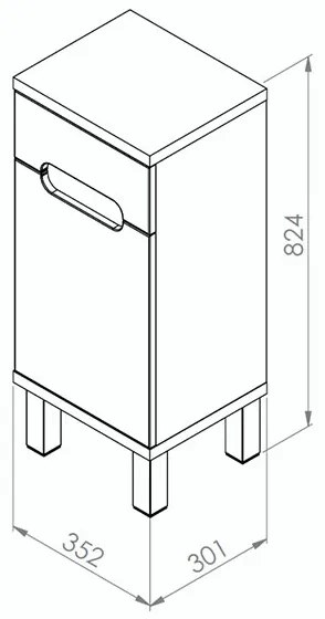 BPS-koupelny Doplňková koupelnová skříňka nízká Orion L N 35 P/L