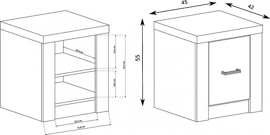 Casarredo - Komfort nábytek Noční stolek INDIANAPOLIS I-24 jasan tmavý | Provedení: levé otvírání dvířek