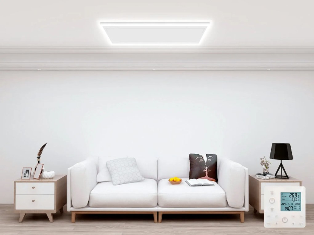 Stropní Infrapanel CEILING LED 660W | WiFi | Výhřevnost 12 m2 | 108x63 cm | LED světlo | Bezdrátový WiFi termostat